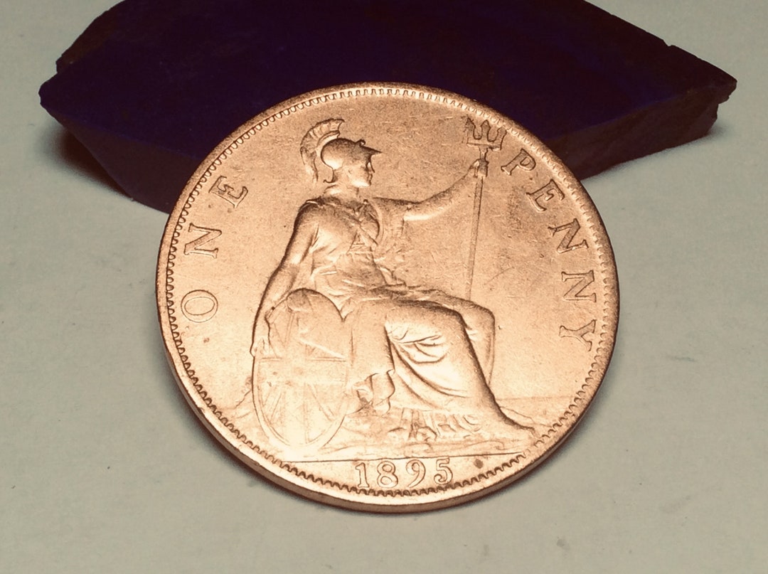 1895 British Victorian Gold Toned One Penny Pence Coin 6171 - Etsy