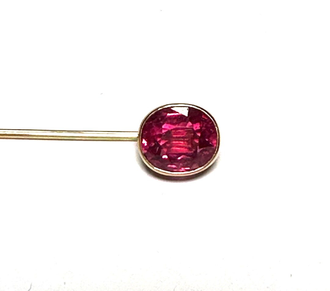 14K Yellow Gold Faceted Ruby Stick Pin 222 S - Etsy
