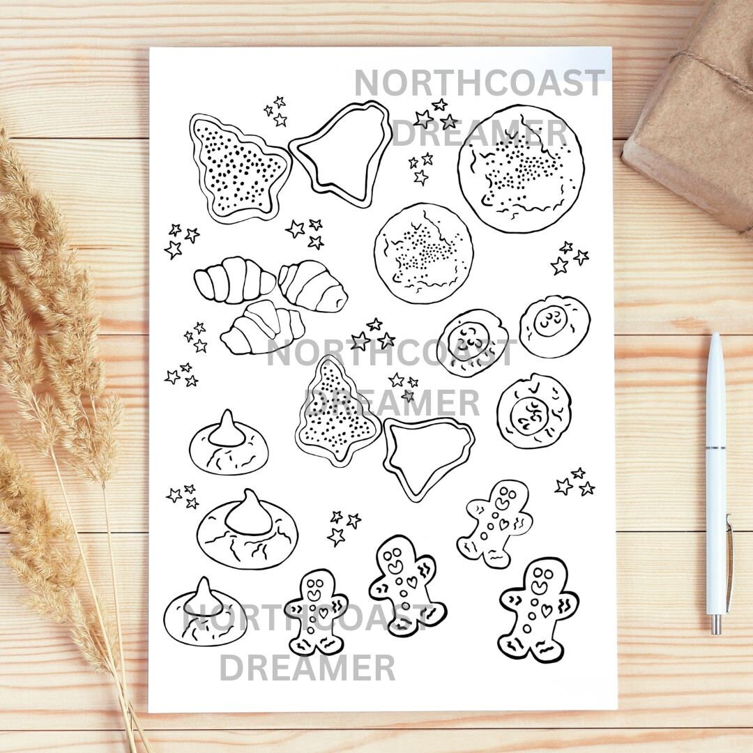 Holiday Cookies Coloring Page Original Artwork Download, Print & Color ...