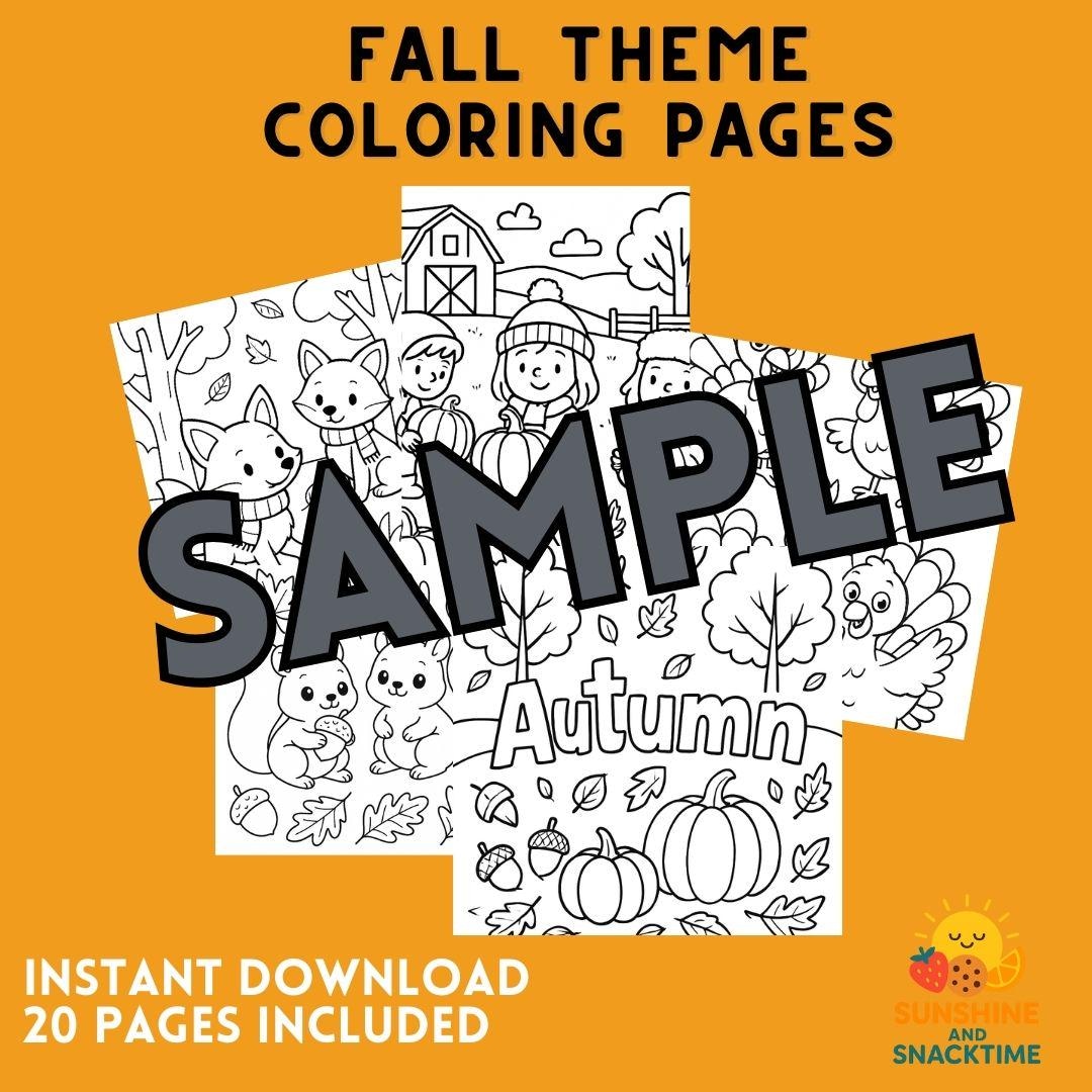 Kids Autumn Coloring Pages – 20 Printable Sheets, Easy Fall Theme ...