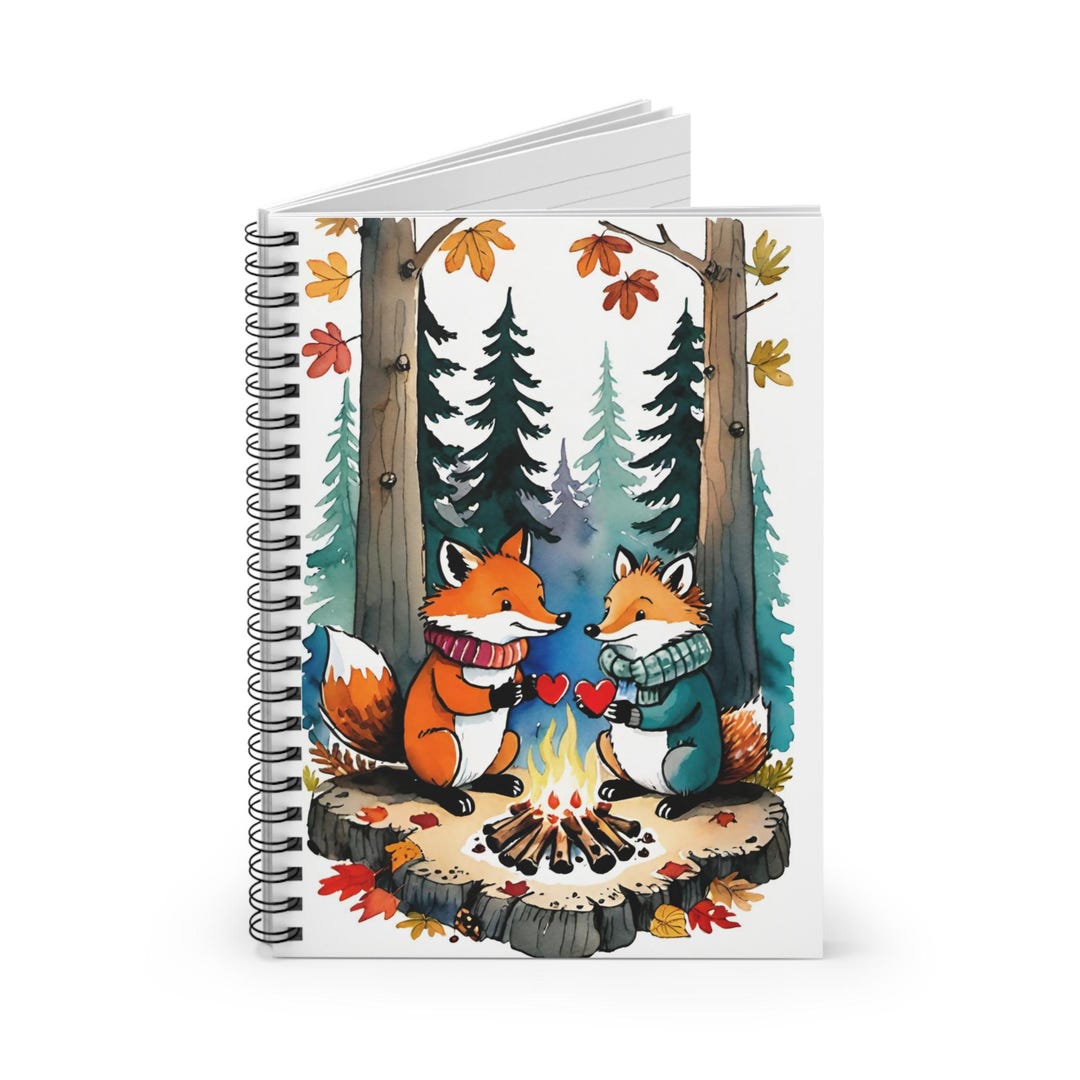 Woodland Fox Campfire Spiral Notebook – Cute Animal Journal, 118 Ruled ...