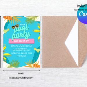 Pool Birthday Invitation Card for Summer Pool Party 5x7 - Etsy