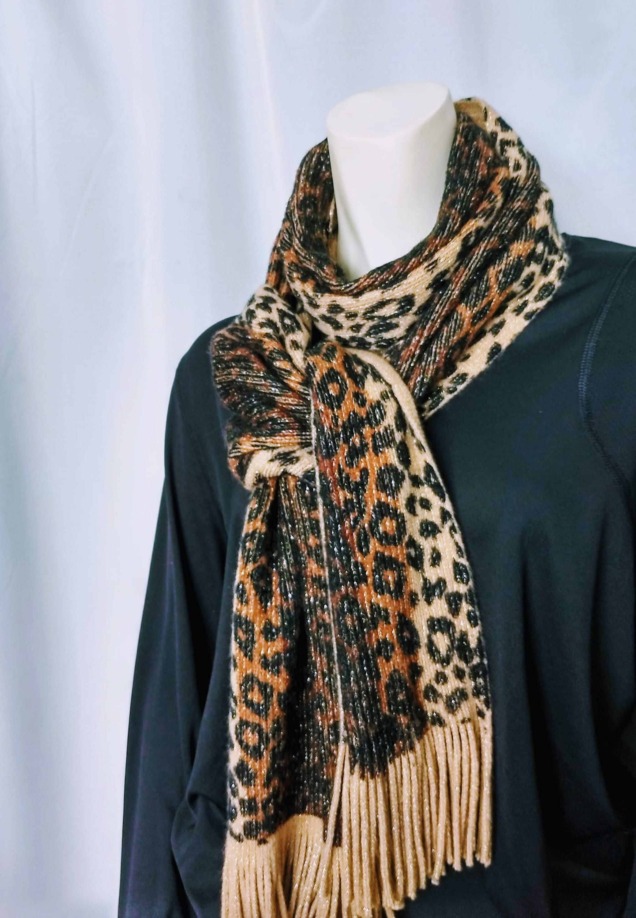 CEJON Animal Print Double Side Winter Scarf/beige Brown Gold Super Soft ...