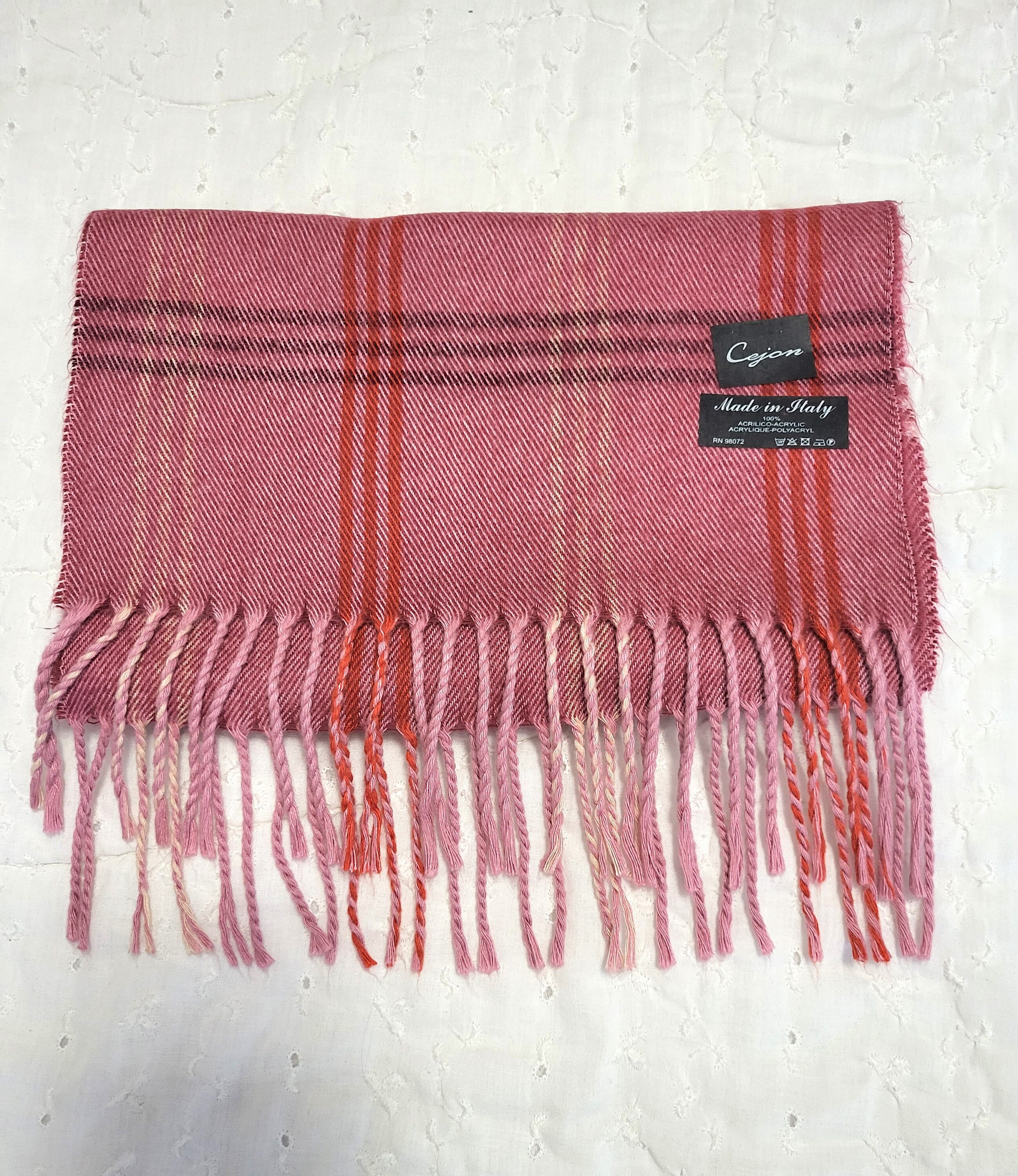 CEJON ITALIAN Winter Scarf/classic Plaid Soft Pink Fringed - Etsy