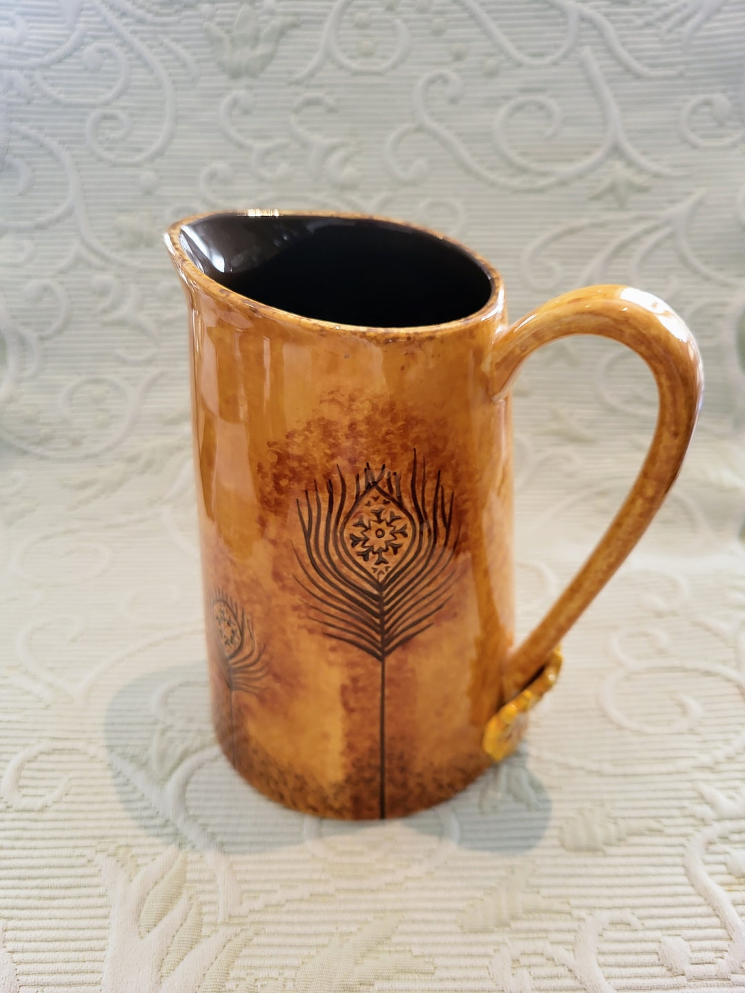 Grassland Road Vintage Pitcher/rare Find Feather Pattern Hand Painted ...