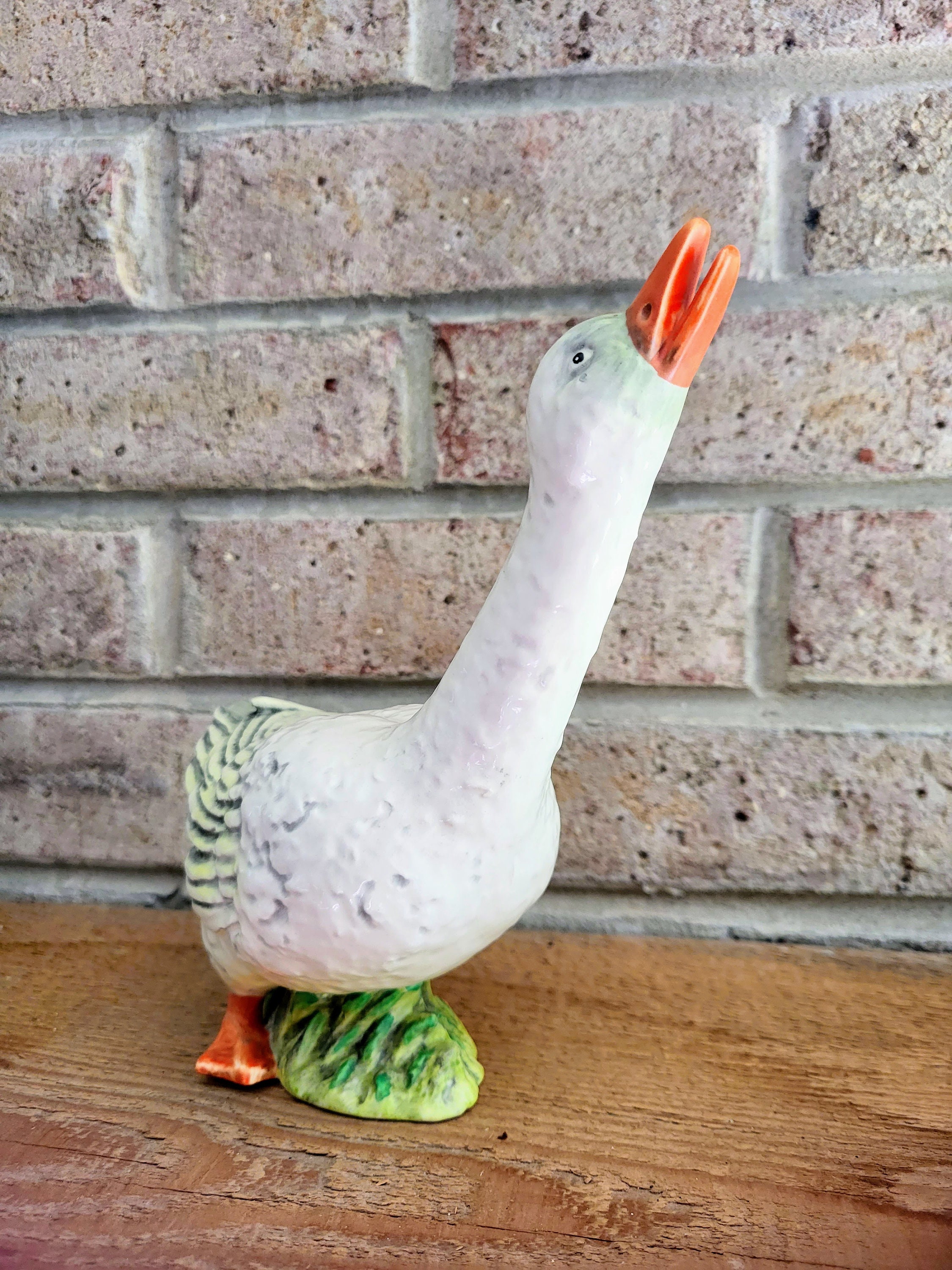 Ceramic Goose Figurine/vintage 1990 Collectible Hand Painted Long Neck ...