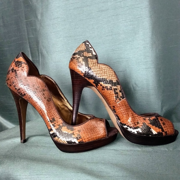 Snake Print High Heels - Etsy