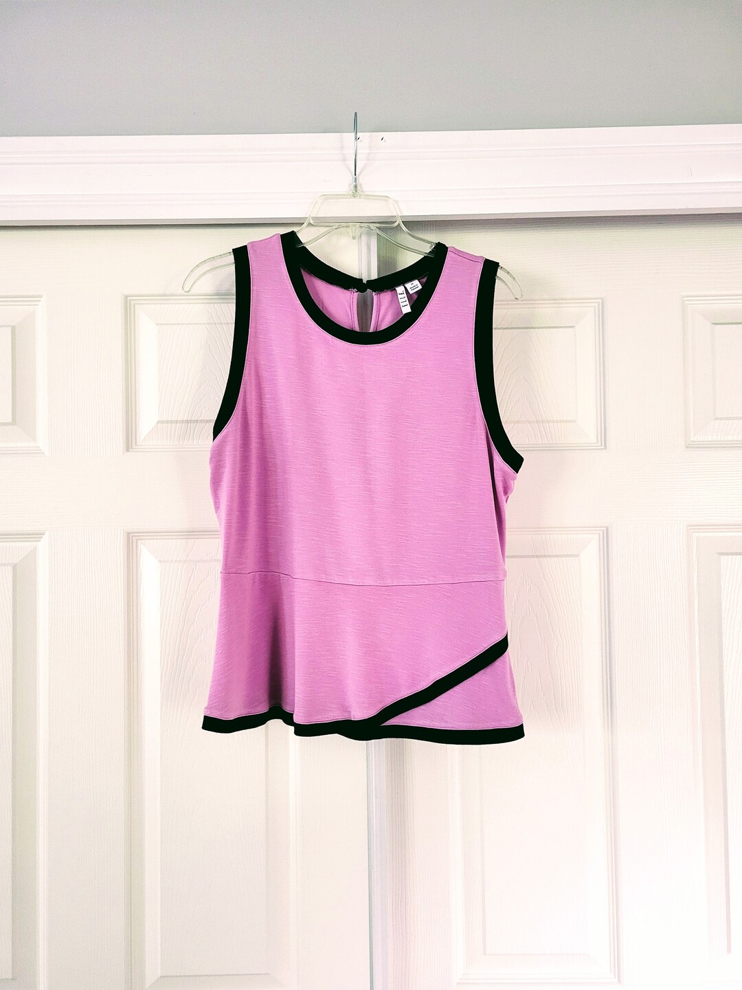 ELLE Sleeveless Light Pink Top/vintage Summer Blouse/pink Black Décor A ...