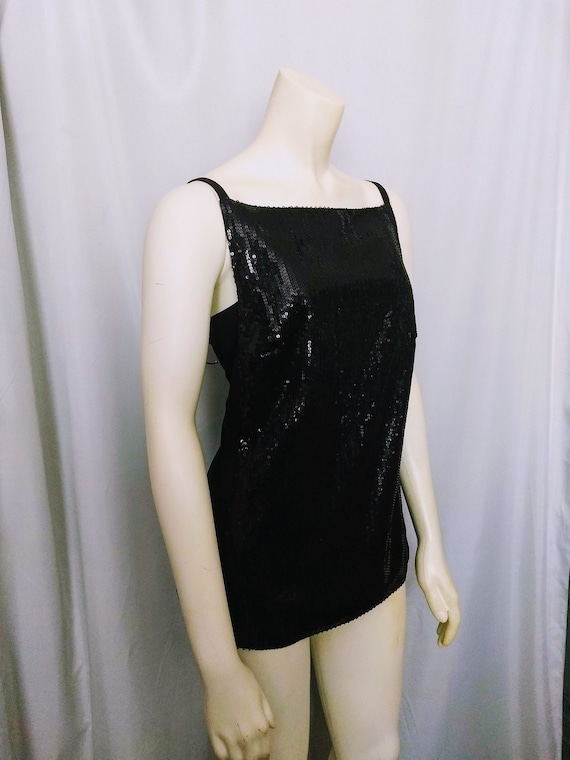 ANNE FONTAINE Black Coctail Luxury Top/Black SequIns… - Gem