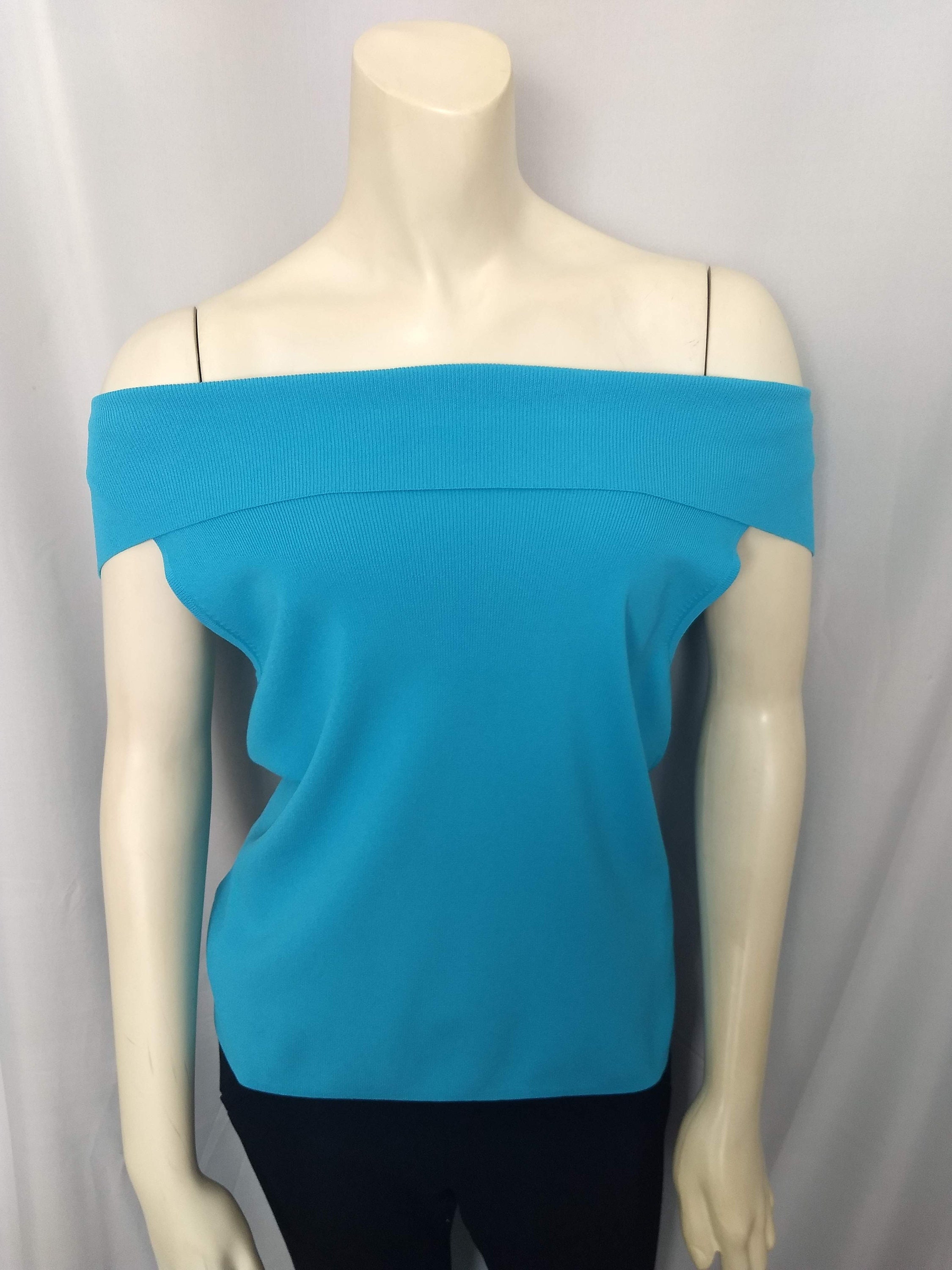 Blue Sleeveless Knit Top/turquoise Blue of the Shoulder Knit - Etsy UK