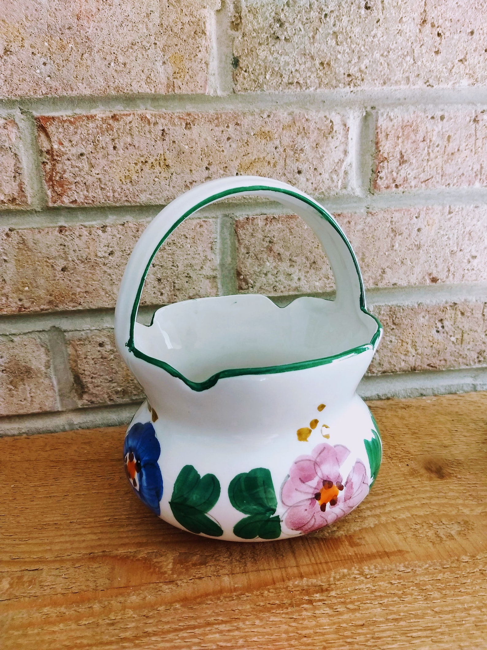 ITALIAN Ceramic Basket/unique Hand Painted Flowers Home Décor - Etsy