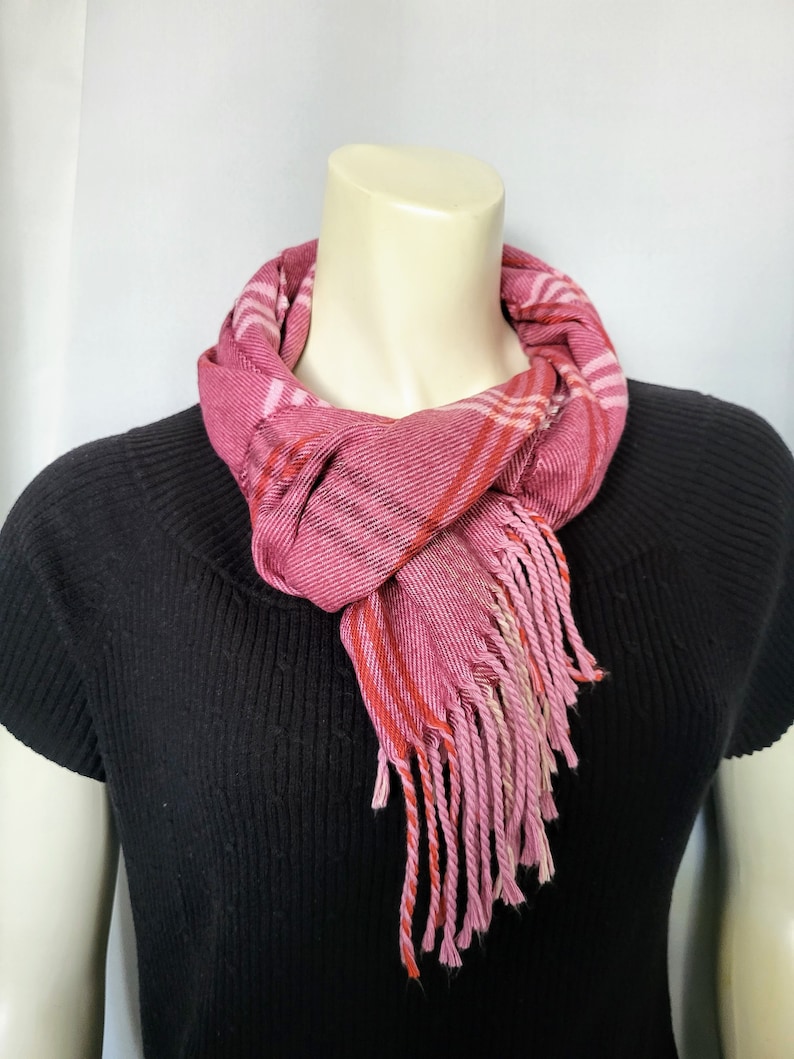 CEJON ITALIAN Winter Scarf/classic Plaid Soft Pink Fringed - Etsy