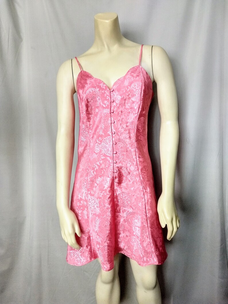 VICTORIAS SECRET Short Pink Baby Doll Nightgown/luxurious Silky Satin ...