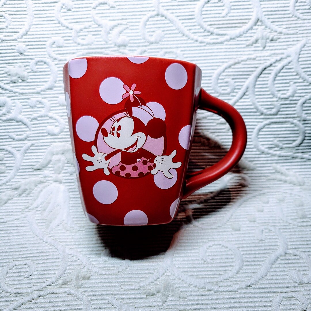 Original Disney Minnie Mouse Ceramic Red Coffee Mug/white and Red Polka ...