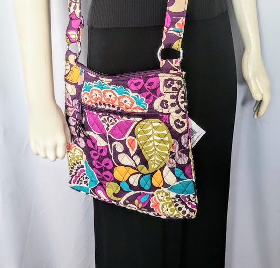 VERA BRADLEY Purple Floral Pattern Crossbody Shoulder… - Gem