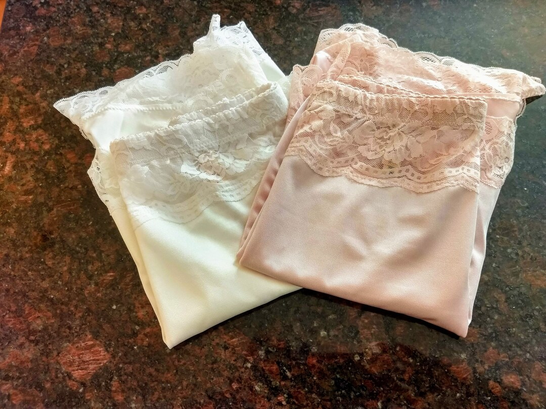 Set of 2 RHONDA SHEAR Plus Size Lace Trimmed Panties'/white and Pale ...