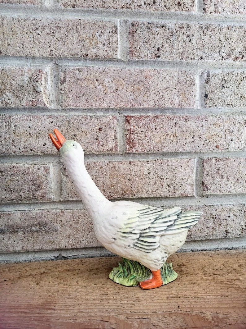 Ceramic Goose Figurine/vintage 1990 Collectible Hand Painted - Etsy
