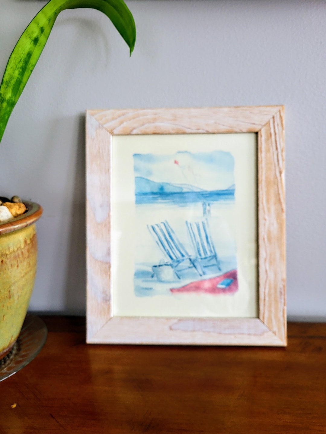 Beach Watercolor Framed Print/soft Pastel Beach and Ocean View Painting ...