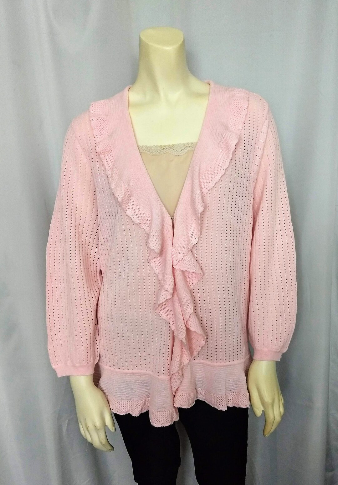 CHAPS Cotton Knit Cardigan/light Pink Designer Sweater Spring Summer ...