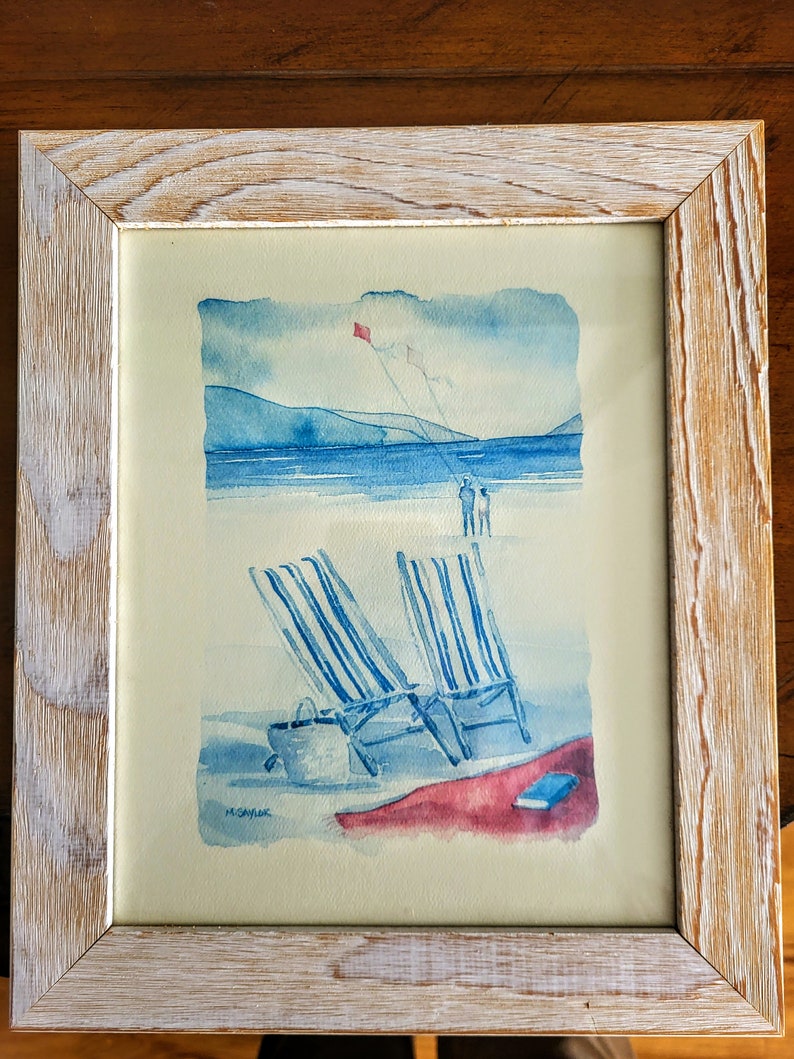 Beach Watercolor Framed Print/soft Pastel Beach and Ocean View Painting ...