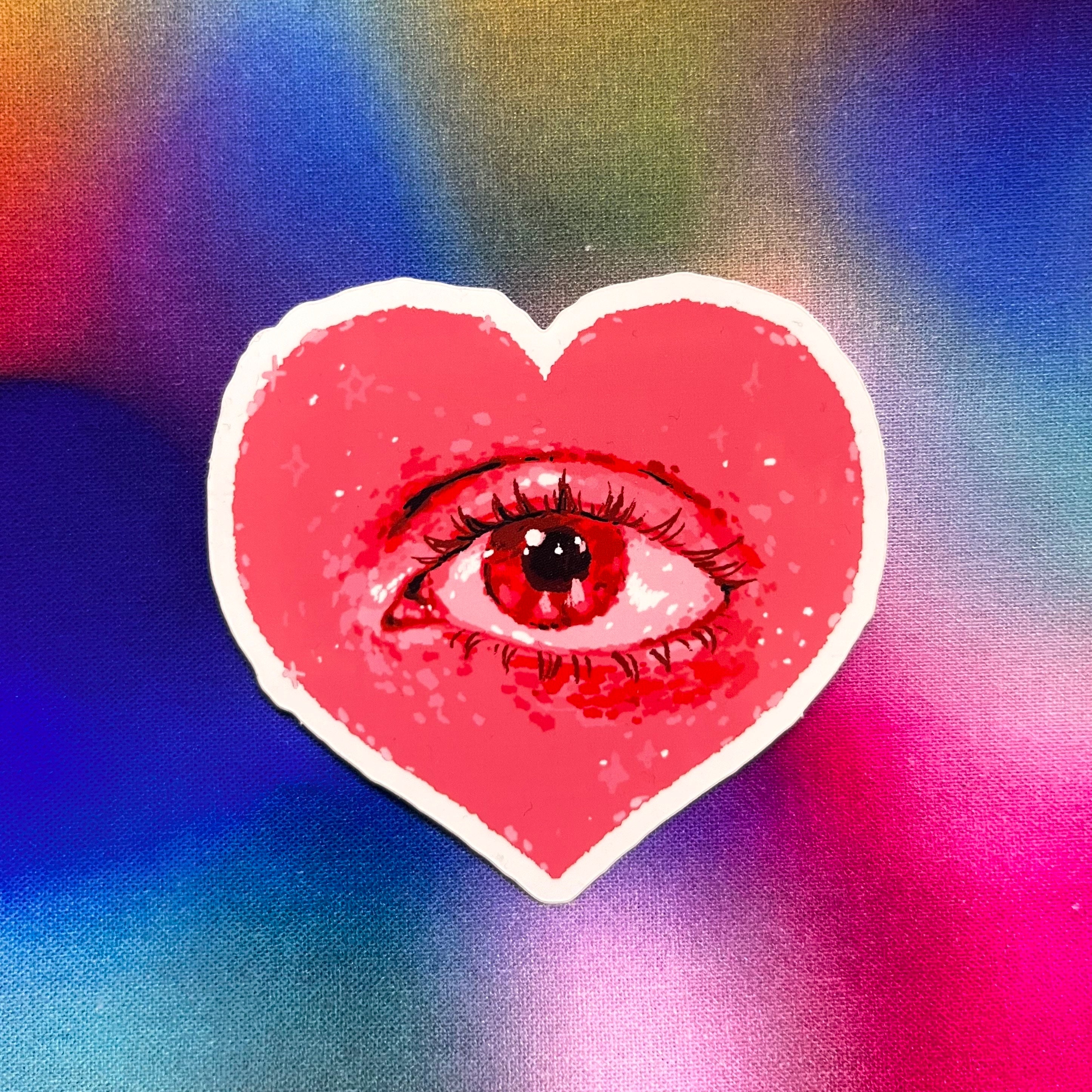 Red Heart Eye Vinyl Sticker - Etsy