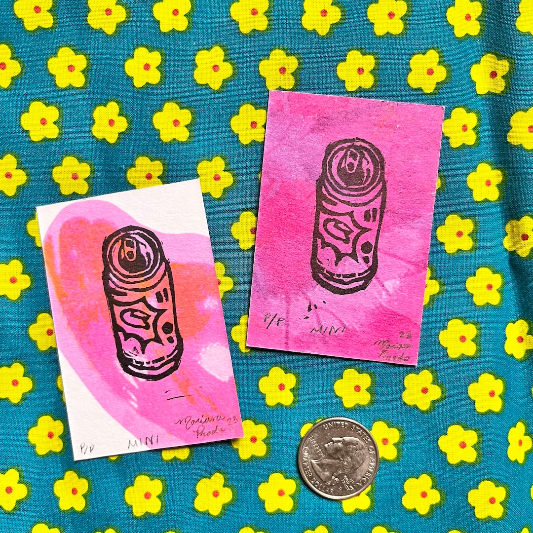 Eraser Linocut Prints on Marbled Paper - Etsy