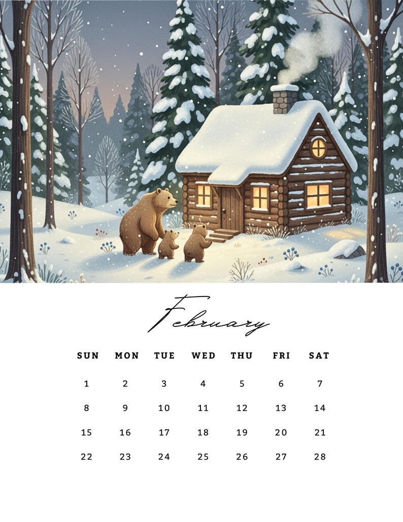 2026 Calendar Printable Wall Planner Home Decor Woodland Forest Animals ...