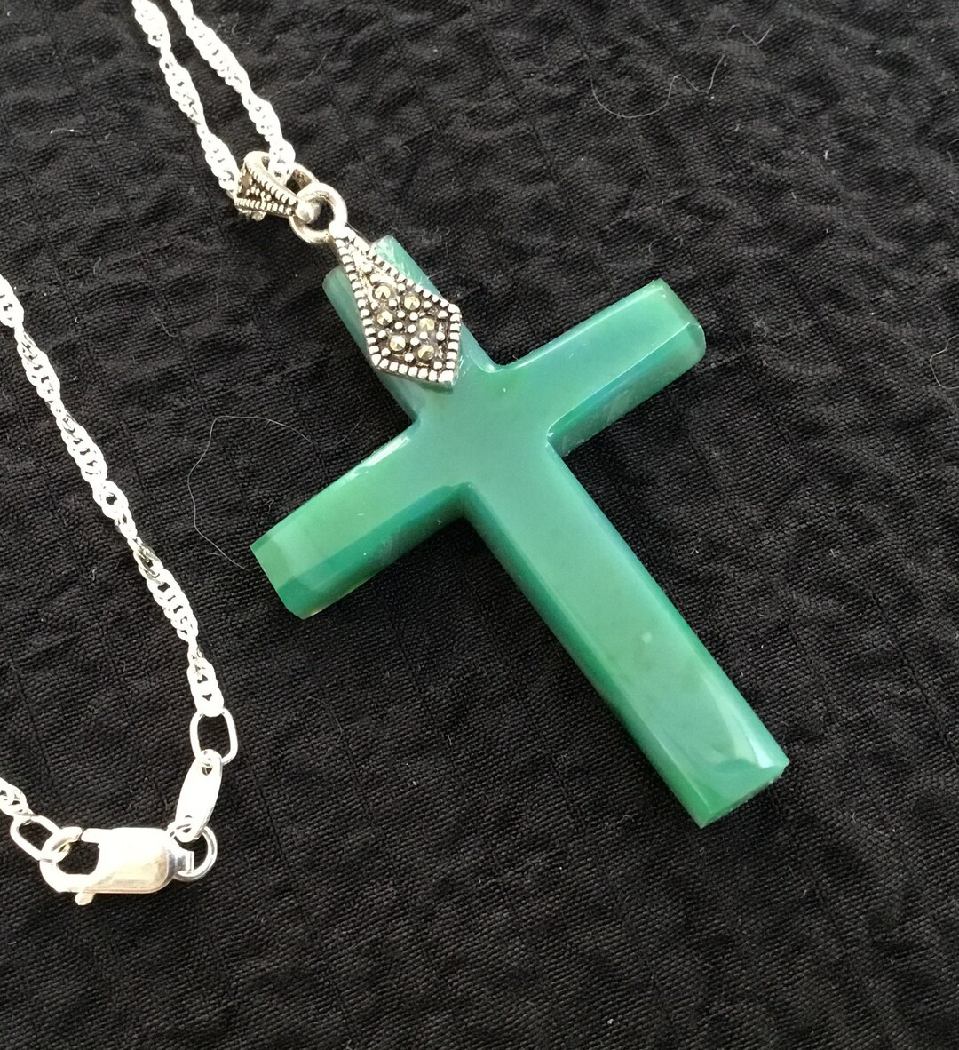 Green Cross Pendant Necklace/aventurine Stone Cross/gemstone Cross ...