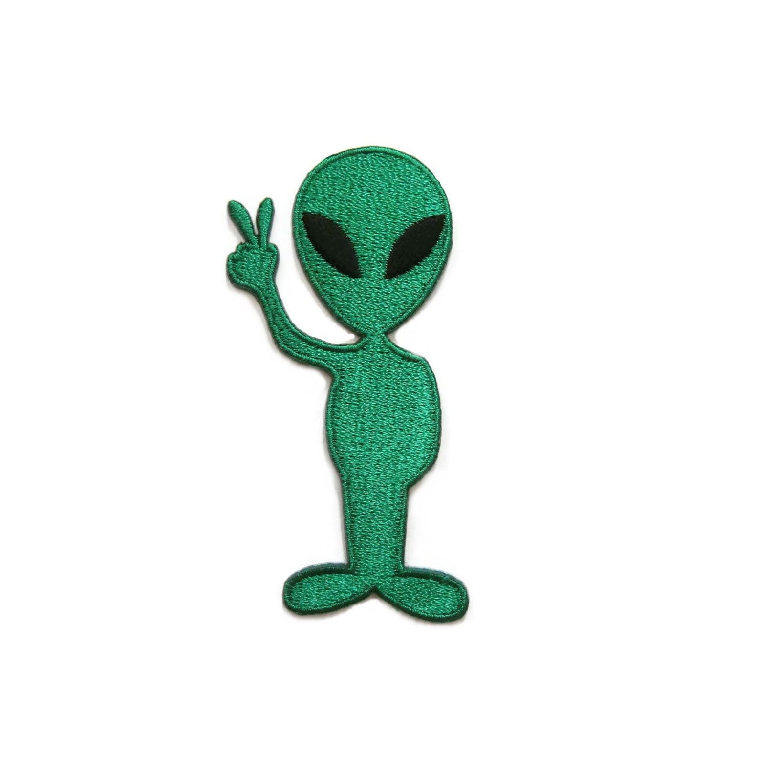 Green Alien Love Peace Sign ET Embroidered Iron On Patch Heat | Etsy