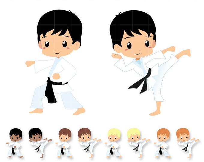Chibi Karate Kid Clipart Sport Classes Karate & Taekwondo | Etsy