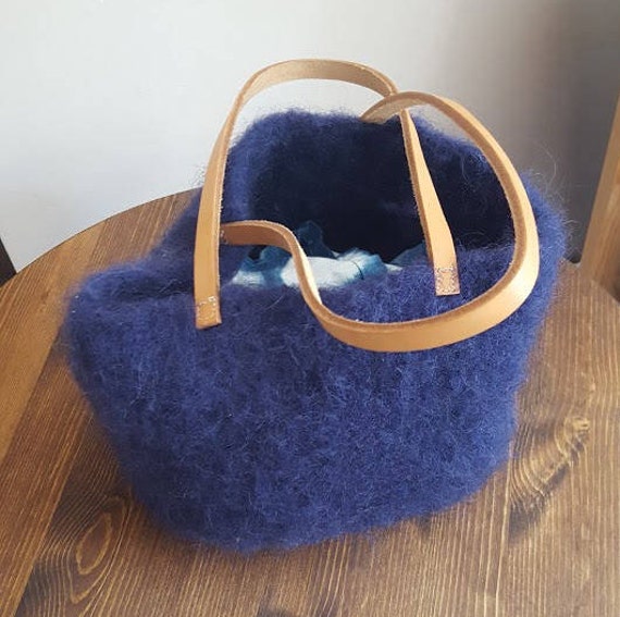Felted bag with Leather Handles | Etsy