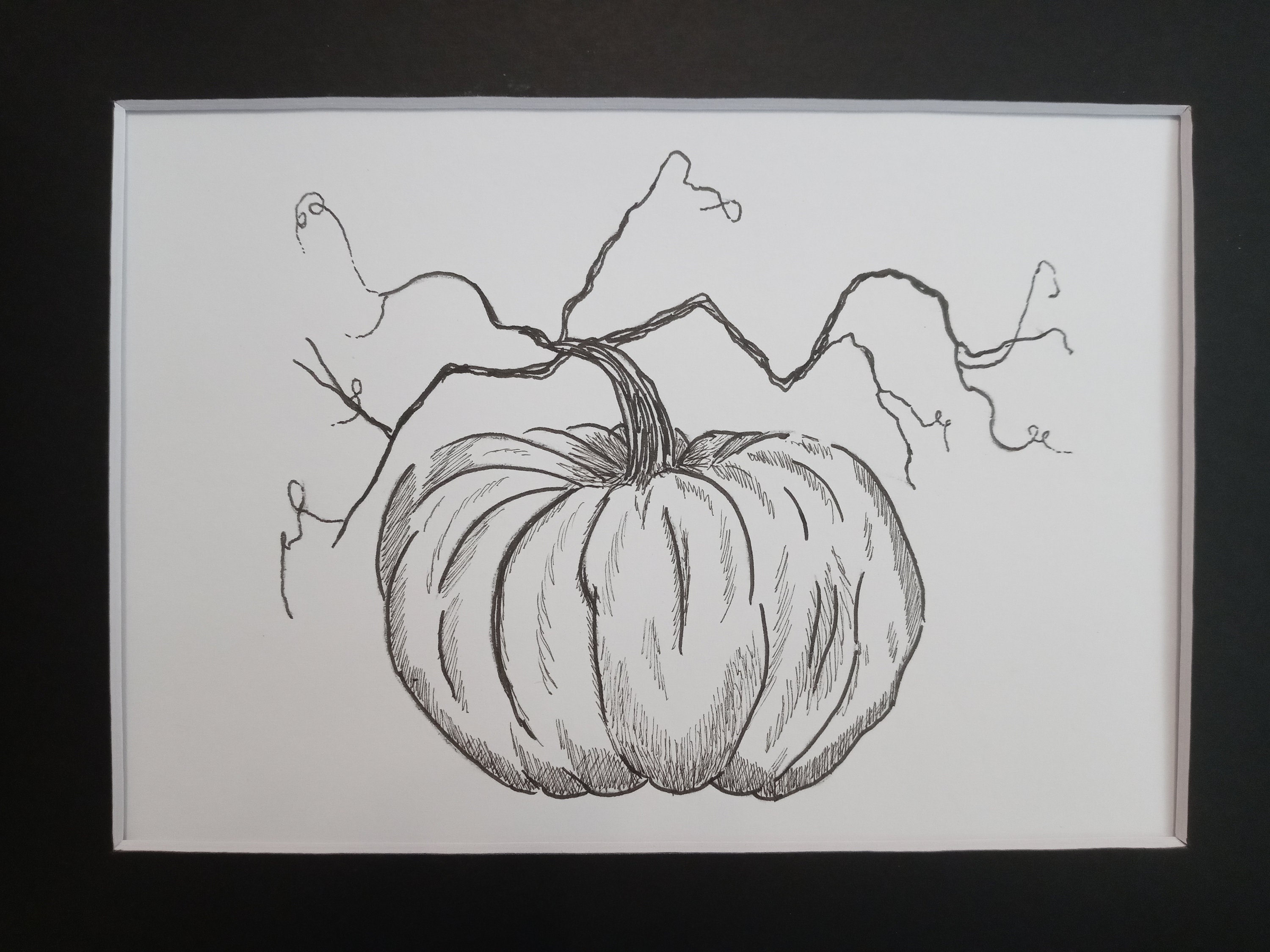 Pumpkin, Ink Drawing - Etsy