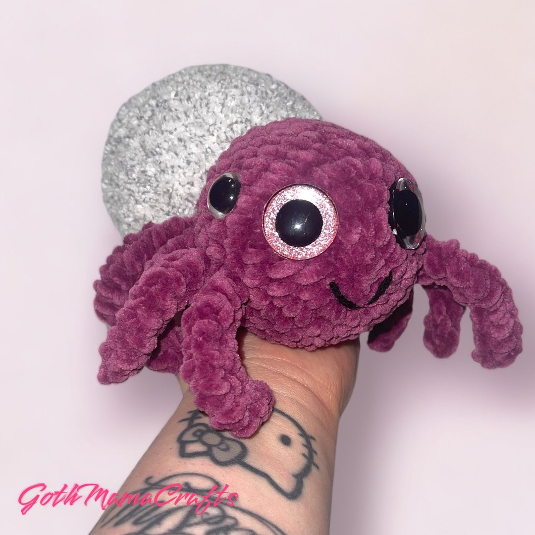 Crochet Purple Spider Plush Toy Handmade Arachnid Stuffed Animal Unique ...