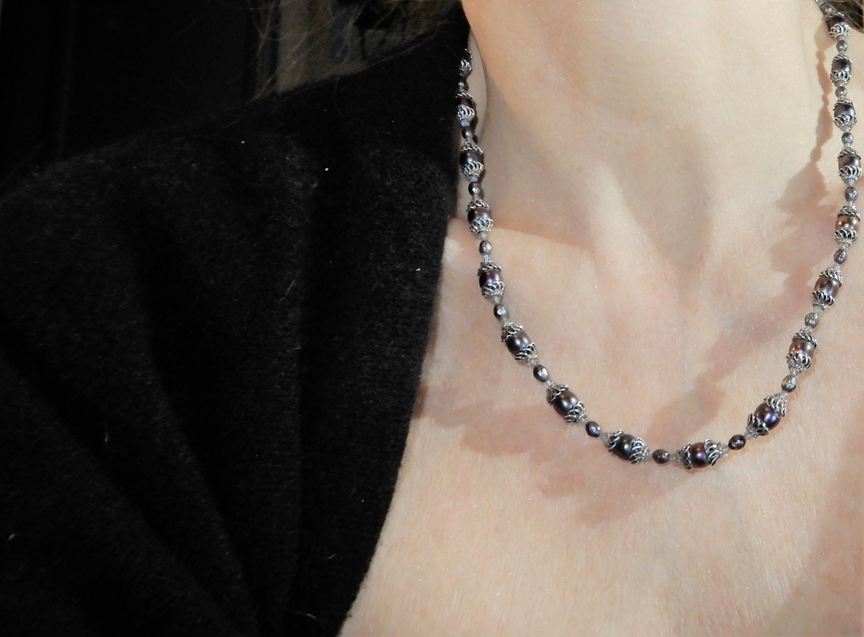 20 in oblong mixed tone pearls. A necklace of pearls spaced | Etsy