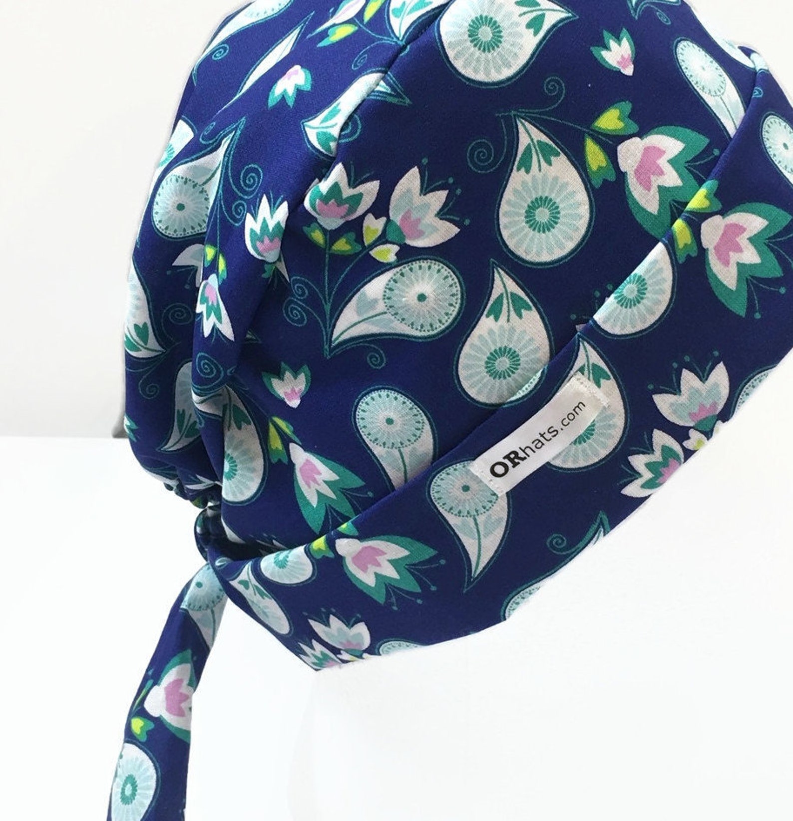 Scrub Cap Blue Paisley Euro Scrub Hat, Surgical Scrub Hat, OR Hats ...