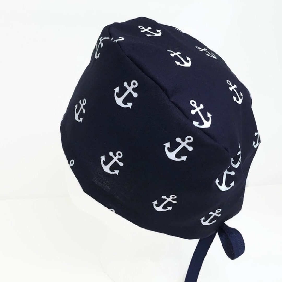 Scrub Cap Navy Anchors Uni Scrub Hat, Surgical Scrub Cap, OR Hats ...