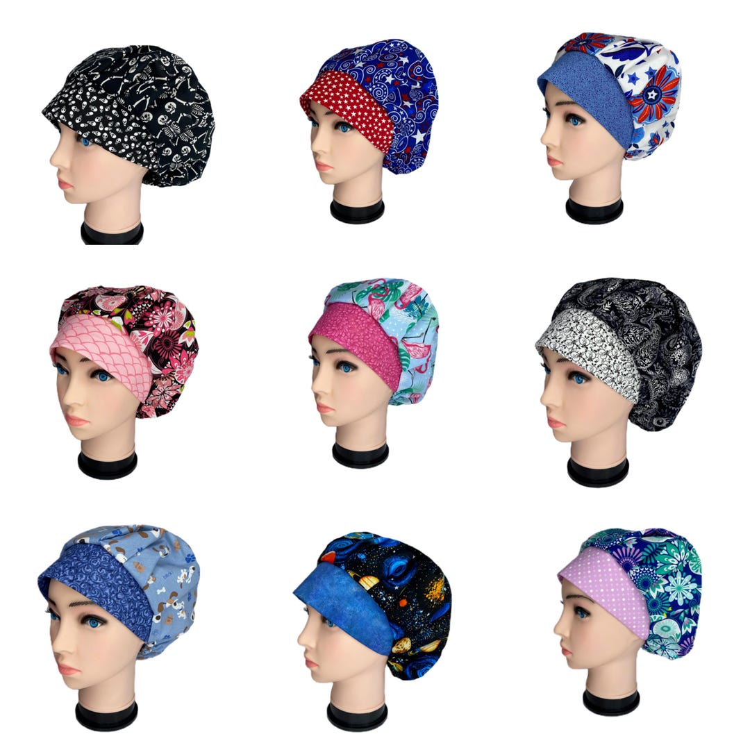 Bouffant Scrub Cap: Handmade 100% Cotton Surgical Hat - Etsy