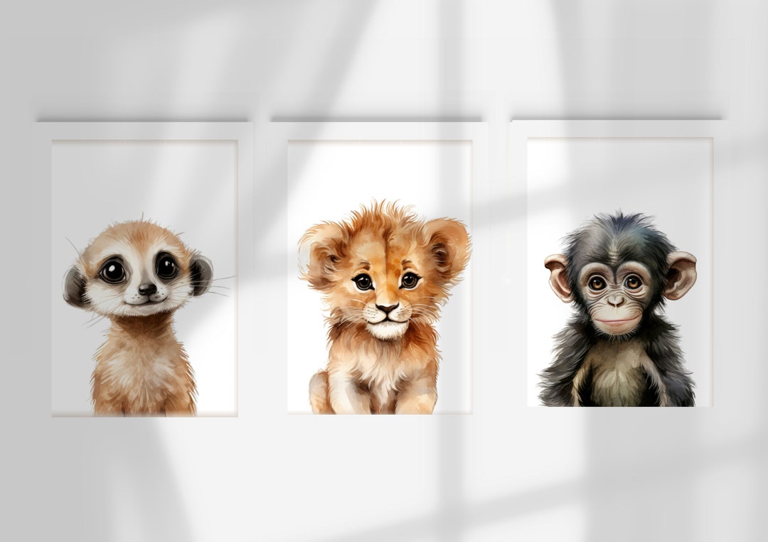 Safari Animal Portrait Prints Safari Portrait Prints Nursery, Playroom ...