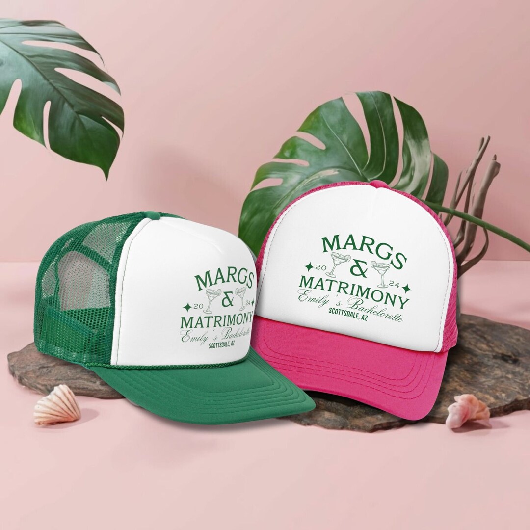 Margs and Matrimony Scottsdale Bachelorette Party Trucker Hats, Custom ...