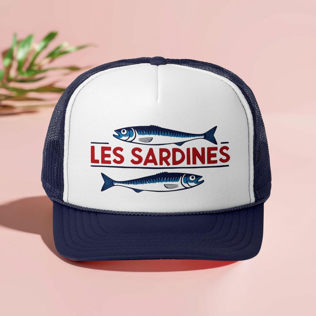 Les Sardines Fisherman Aesthetic Hat, Cute Fish Tin Retro Fisherman ...