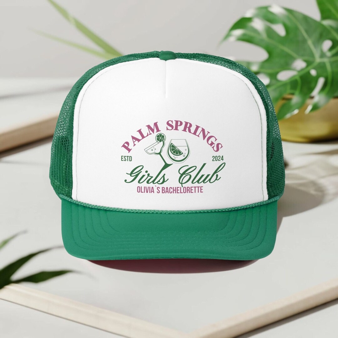 Palm Springs Bachelorette Party Trucker Hat, Girls Trip Favors, Palm ...