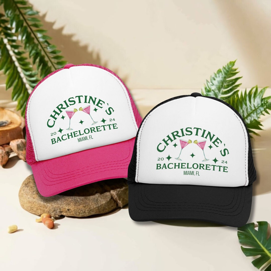 Personalized Cocktail Bachelorette Trucker Hats, Custom Beach ...