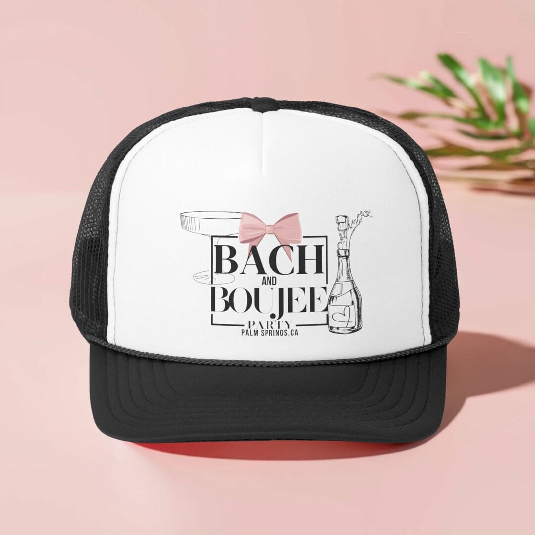 Bach and Boujee Coquette Bachelorette Trucker Hats, Custom Location ...