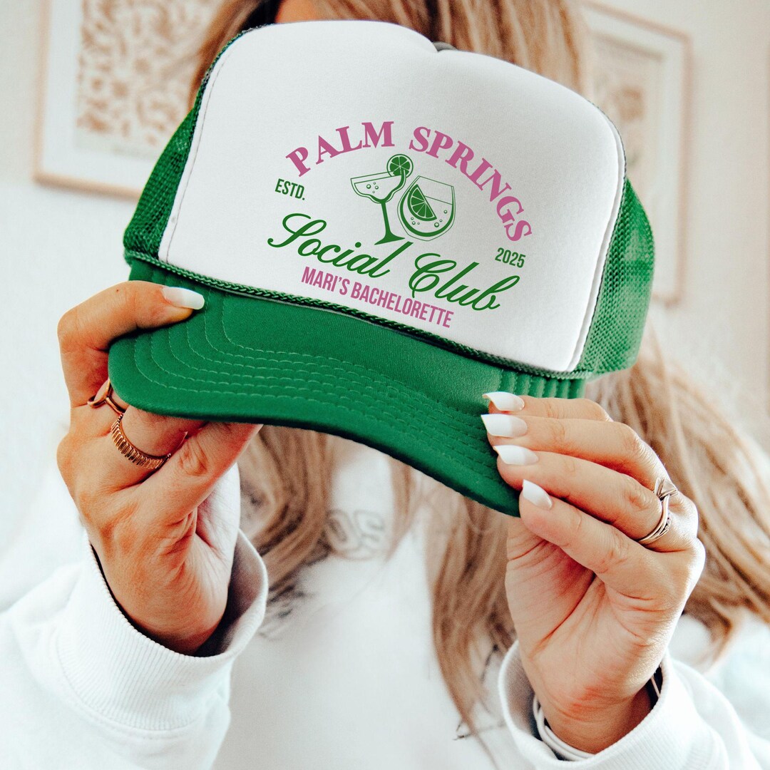 Palm Springs Bachelorette Party Trucker Hat, Girls Trip Favors, Palm ...