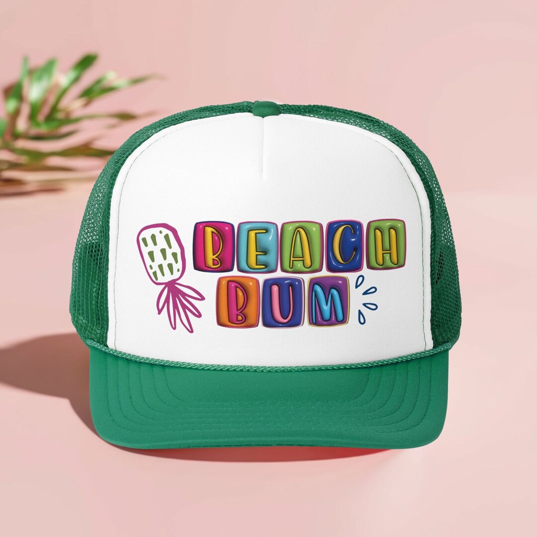 Beach Bum Upside Down Pineapple Hat, Cute 3D Summer Beach Trucker Hats ...