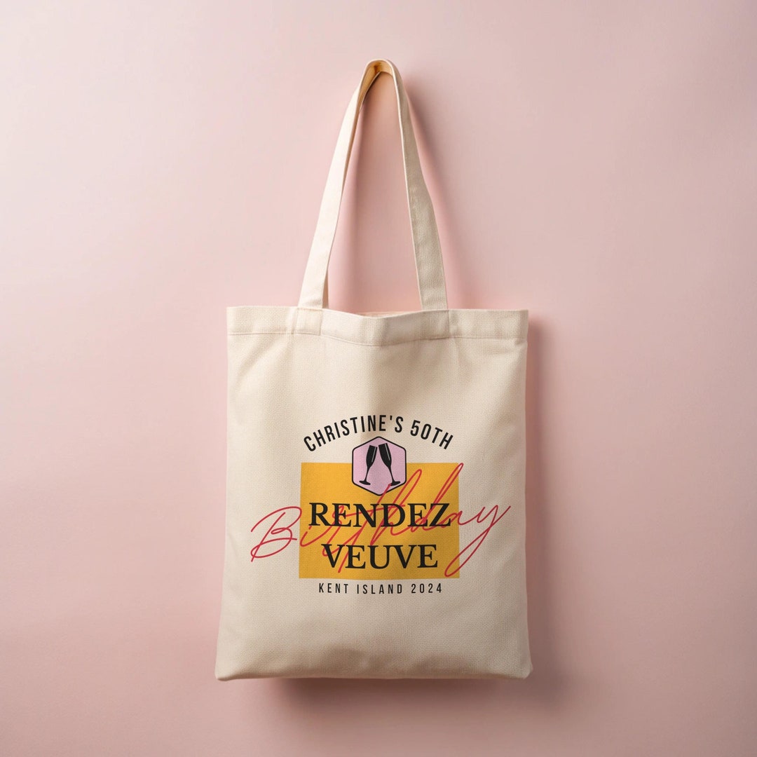 50th Birthday Rendez Veuve Tote Bag, Custom Champagne Birthday Tote Bag ...