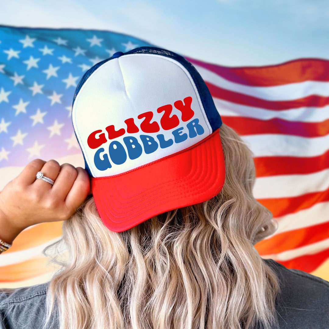 Glizzy Gobbler Trucker Hat, Fourth of July Party Cap, Hot Dog Lover ...