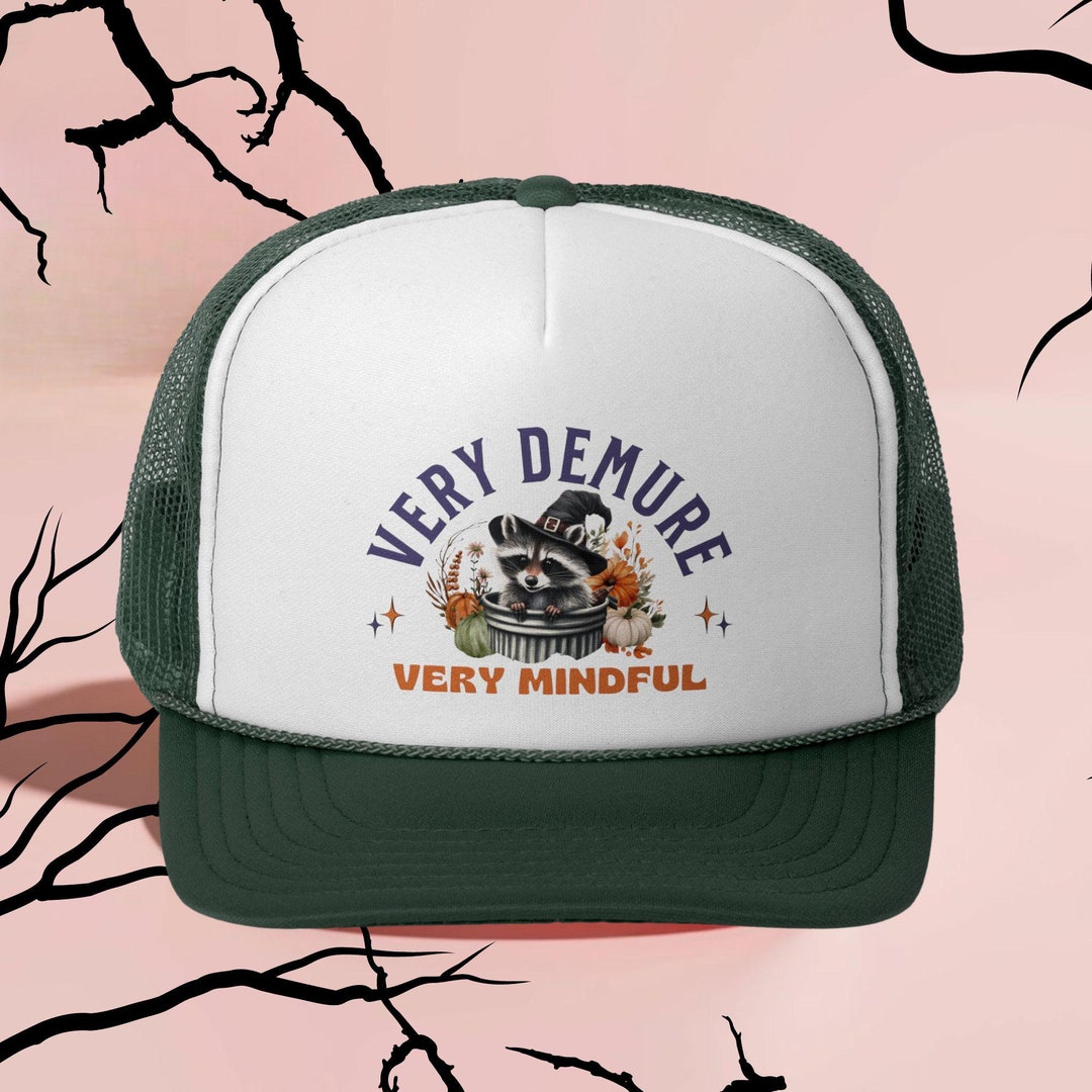 Very Demure Very Mindful Halloween Hat, Raccoon Meme Cap, Very Cutesy ...