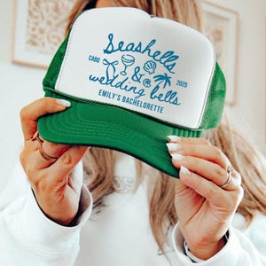 Seashells and Wedding Bells Custom Beach Bachelorette Trucker Hat ...