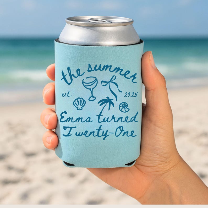 The Summer I Turned Twenty One Birthday Can Cooler, Custom 21st ...